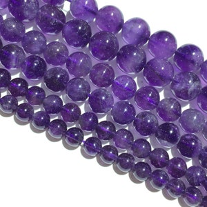 Natural Amethyst Round Beads Healing & Energy Gemstone Loose Beads for ...