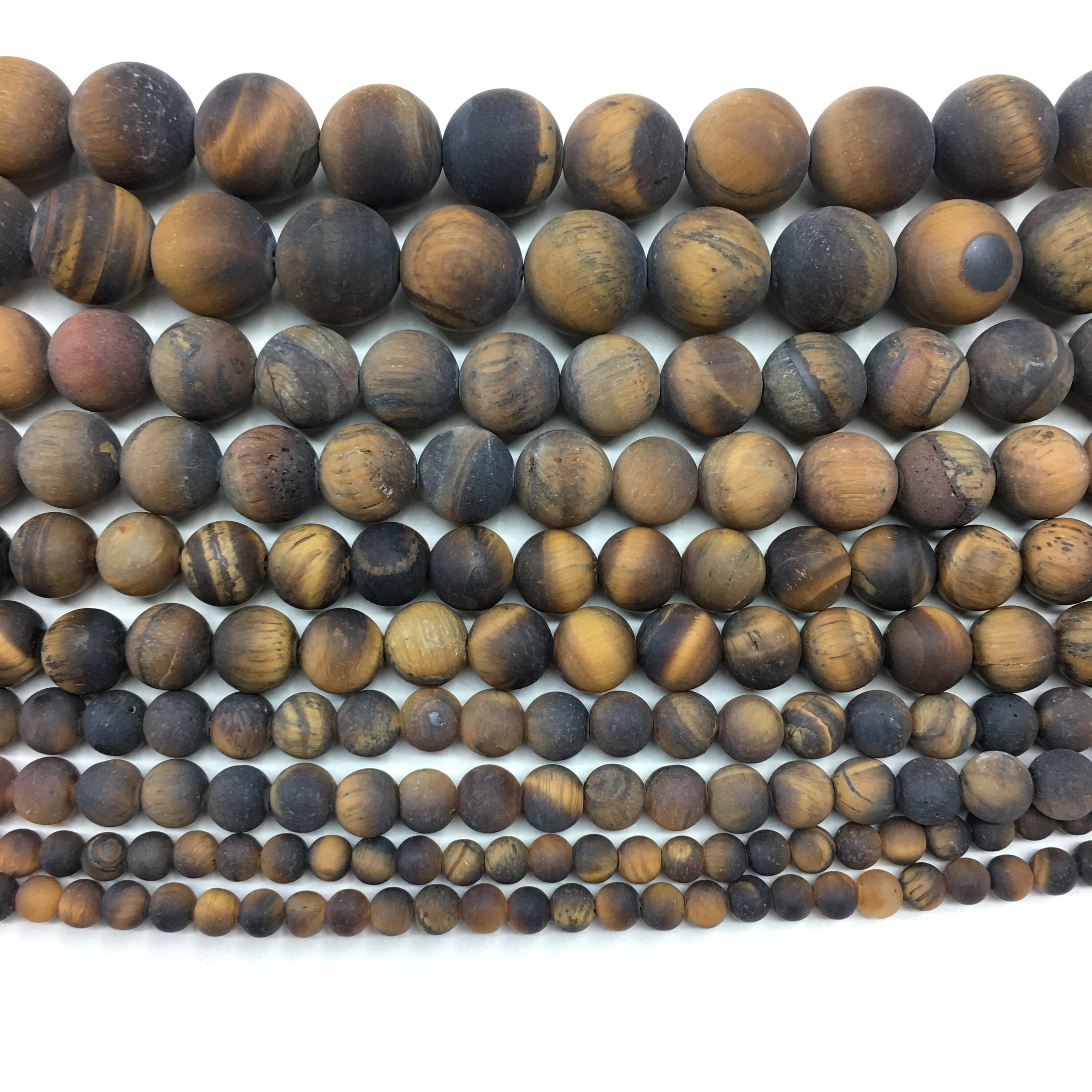 Natural Tiger Eye Matte Round Beads Healing Energy Gemstone Loose Beads ...