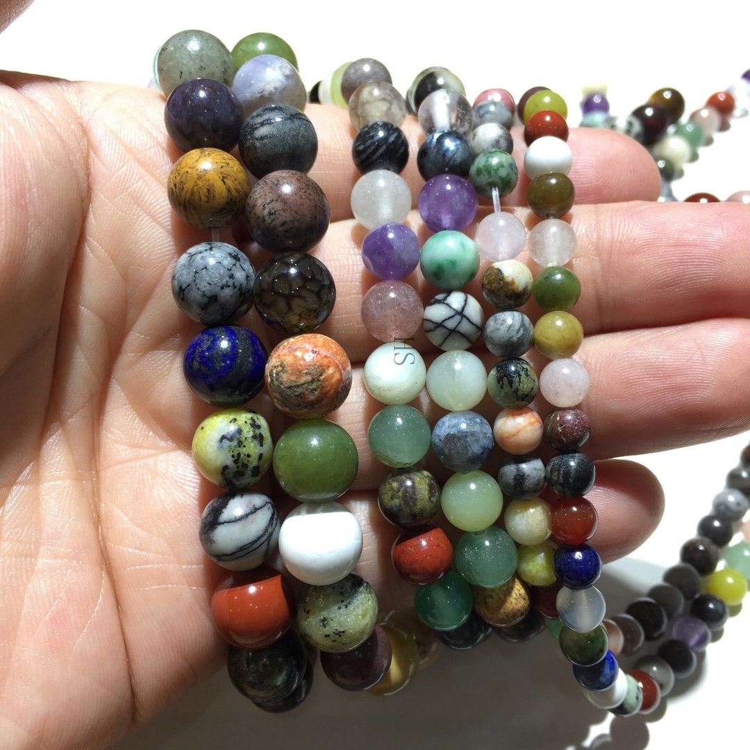 Natural Assorted Jasper Stone Round Beads Healing Gemstone Loose Bead ...