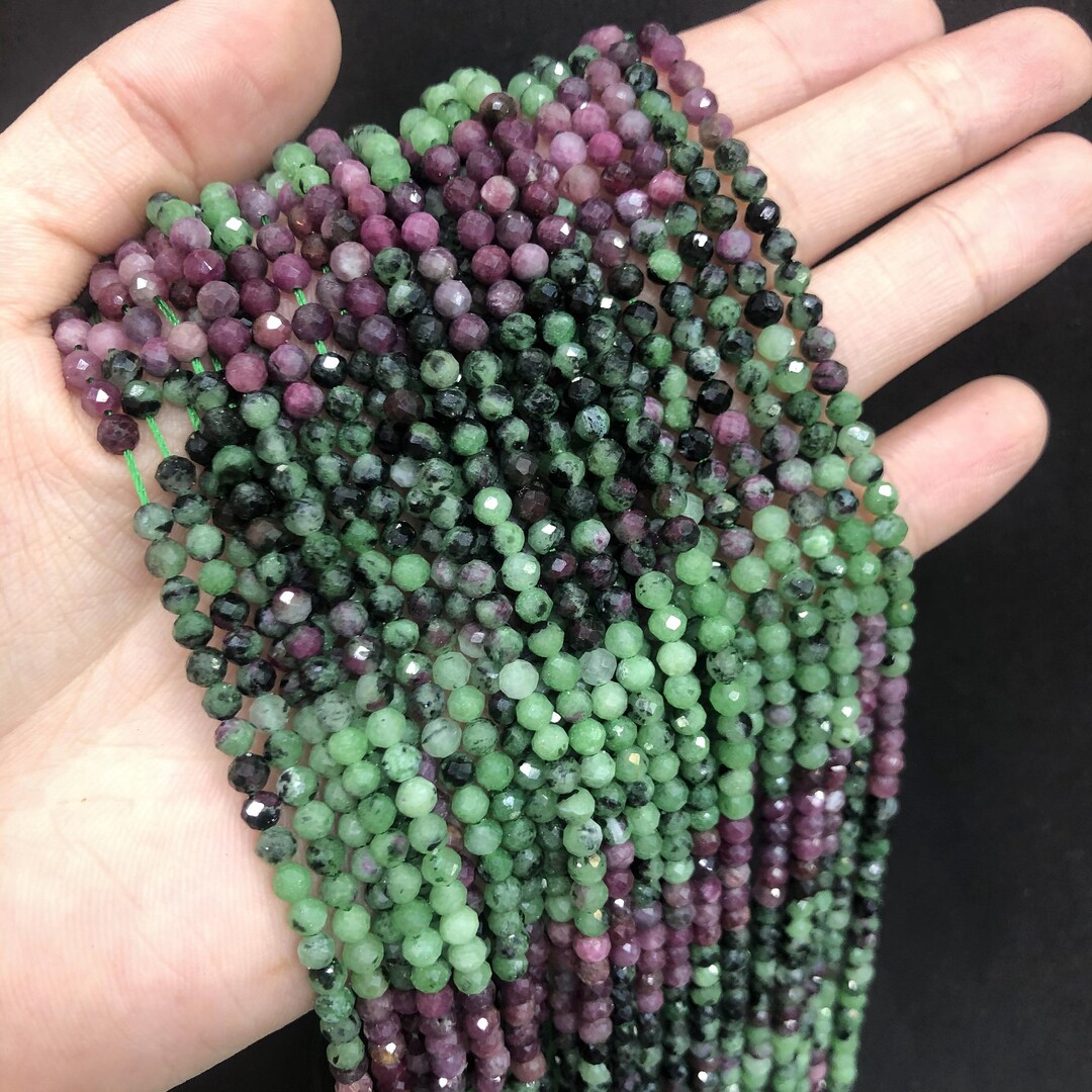3MM Natural Small Size Mix Ruby Color Faceted Round Beads Energy ...