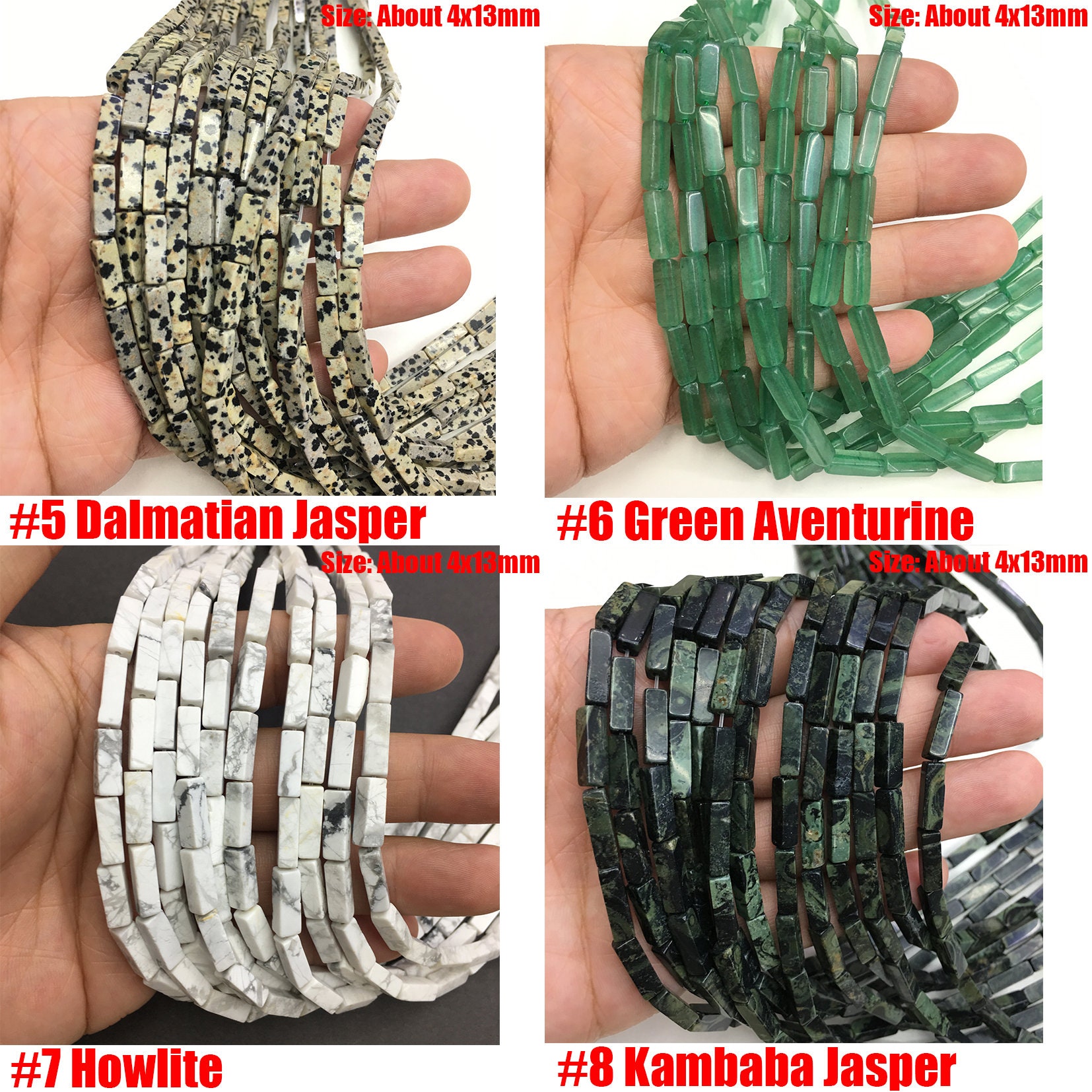 4X13MM Natural Square Tube Pipe Shape Beads Healing Energy - Etsy