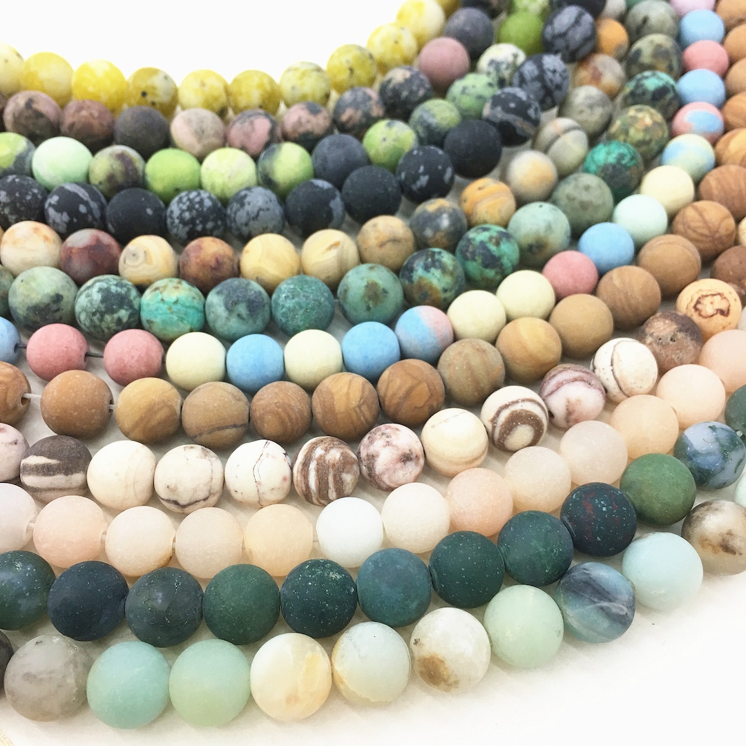 Natural Matte Round Beads Healing Energy Gemstone Loose Beads DIY ...
