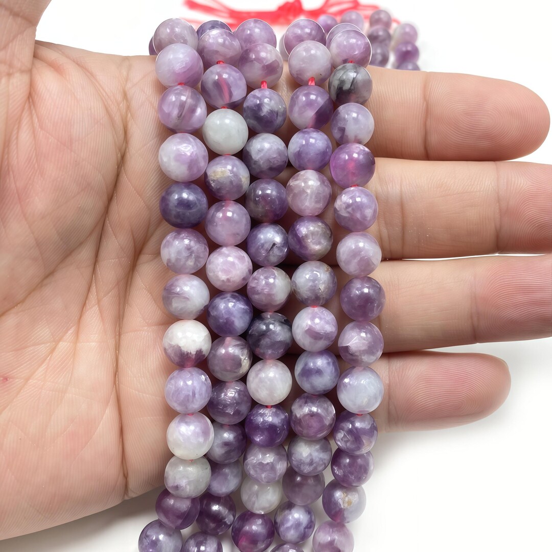 Natural Purple Leopardit Smooth Round Beads Healing Gemstone Loose ...