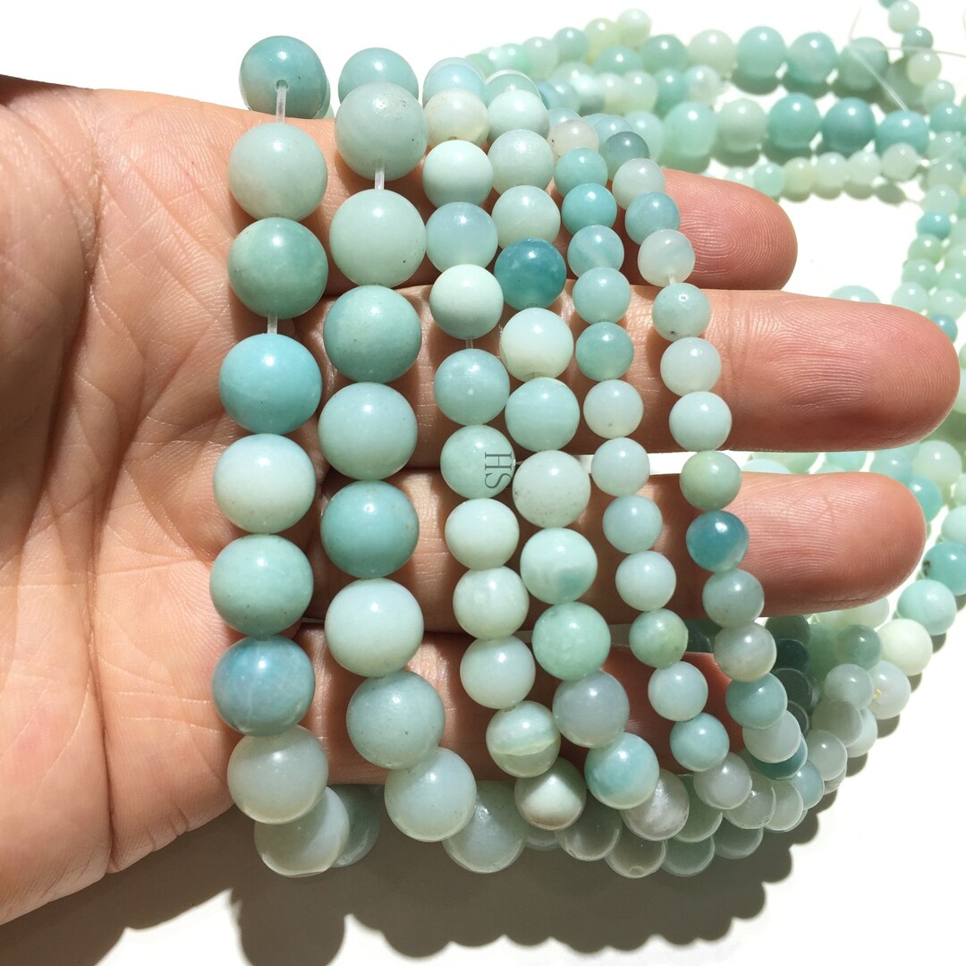 Natural Blue Amazonite Beads Healing Energy Gemstone Loose Beads DIY ...