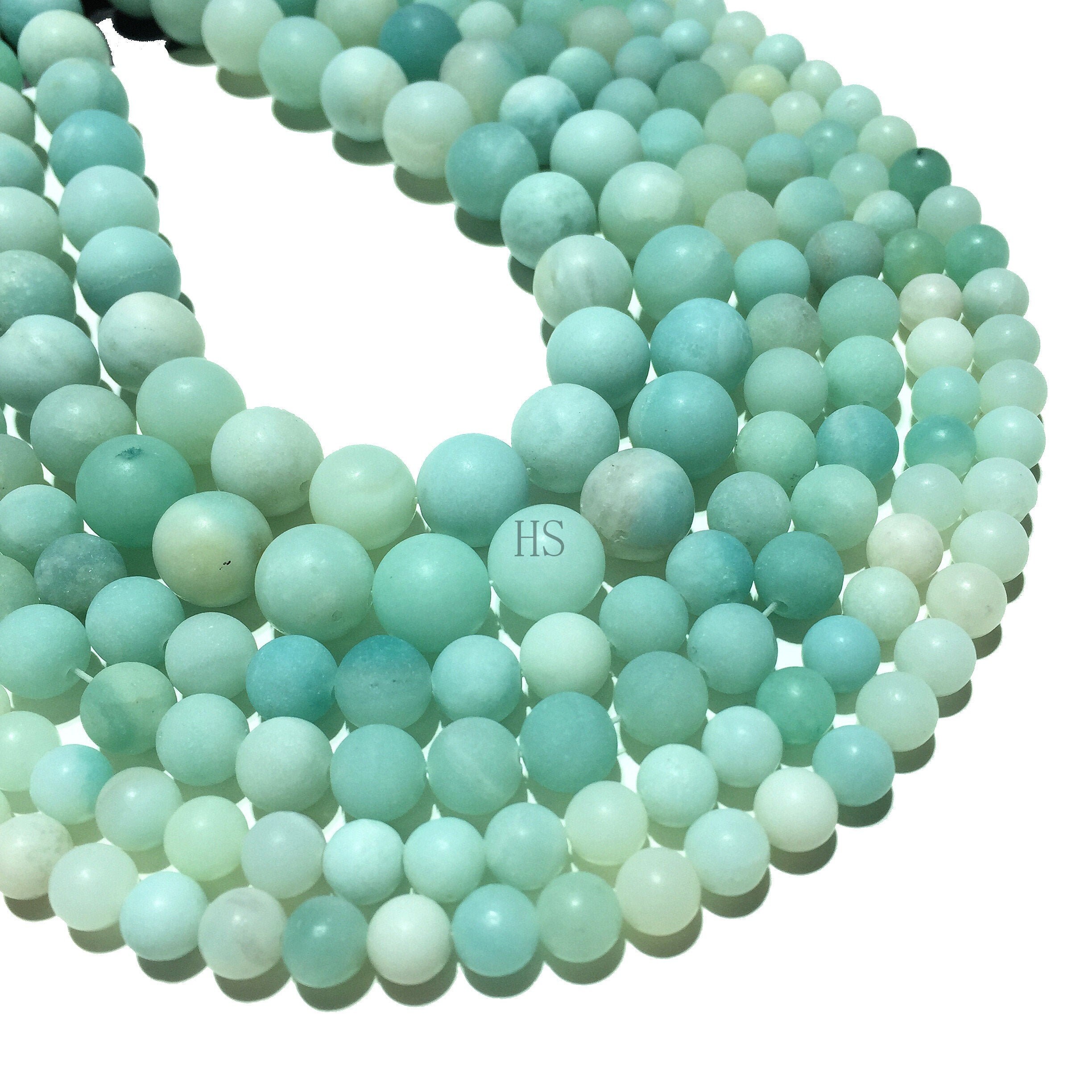 Natural Amazonite Matte Round Beads Healing Energy Gemstone Loose Beads ...