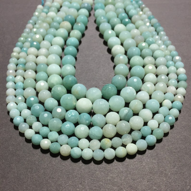 Natural Amazonite Faceted Round beads Healing Energy Gemstone | Etsy