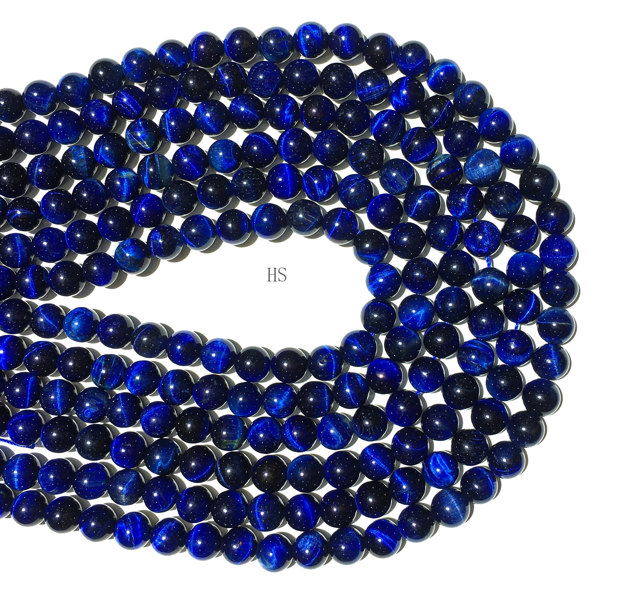 Natural Blue Tiger Eye Round Beads Healing Gemstone Loose Beads DIY ...