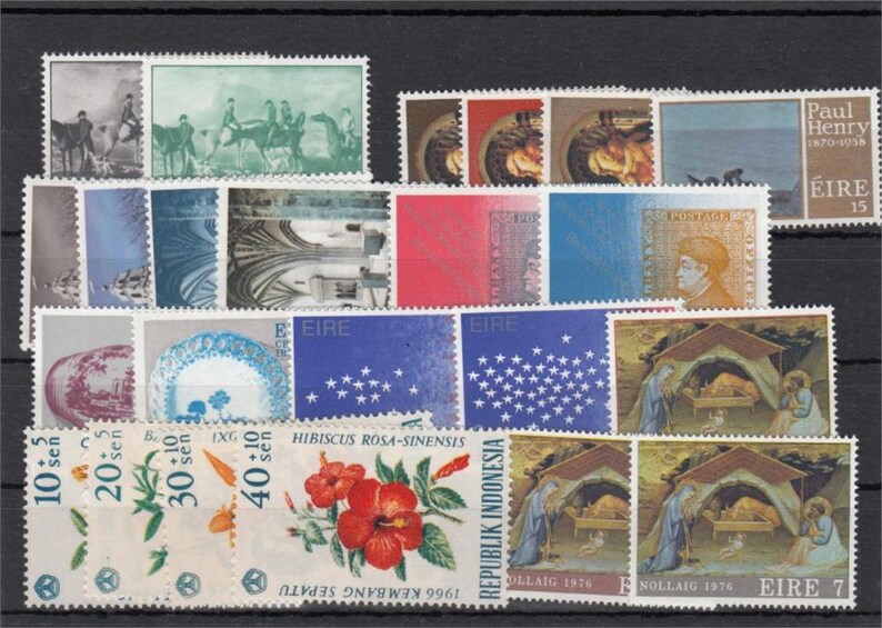 International MANY ERAS 1920s-1990s Vintage Postage Stamp Collection ...