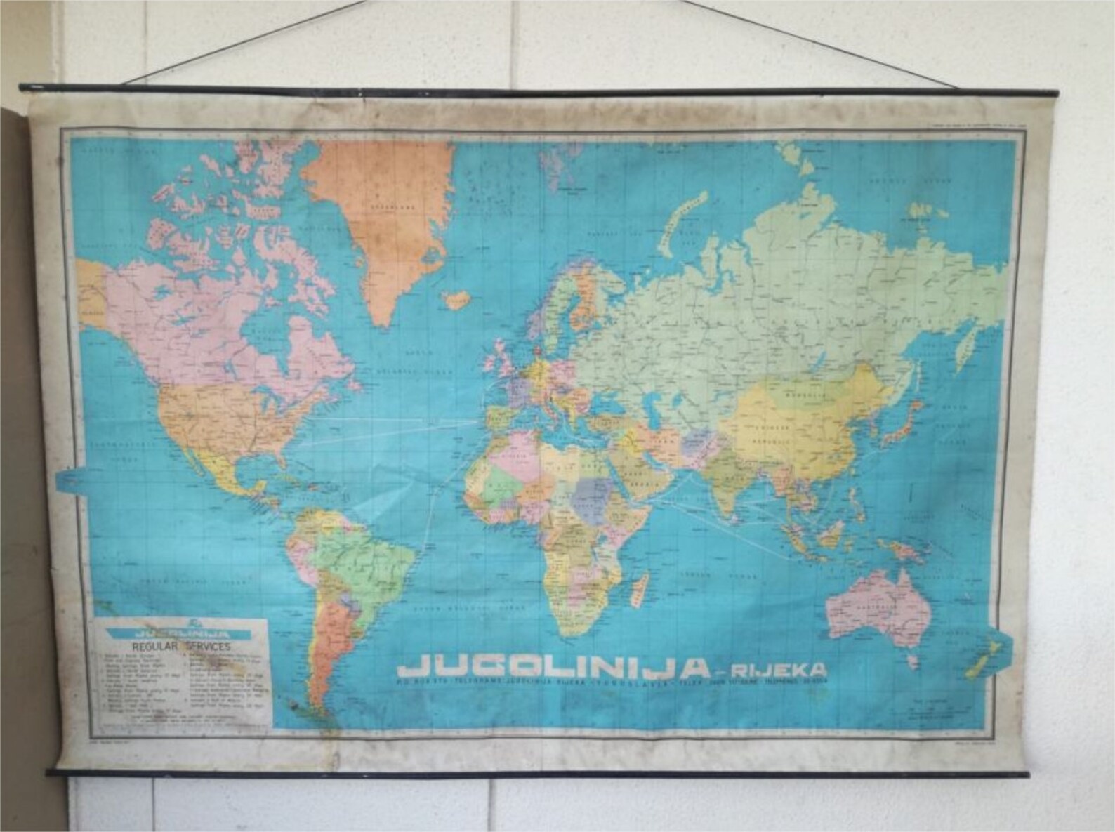 Old Vintage Map of JUGOLINIJA Yugoslav Shipping Company From 1967 ...