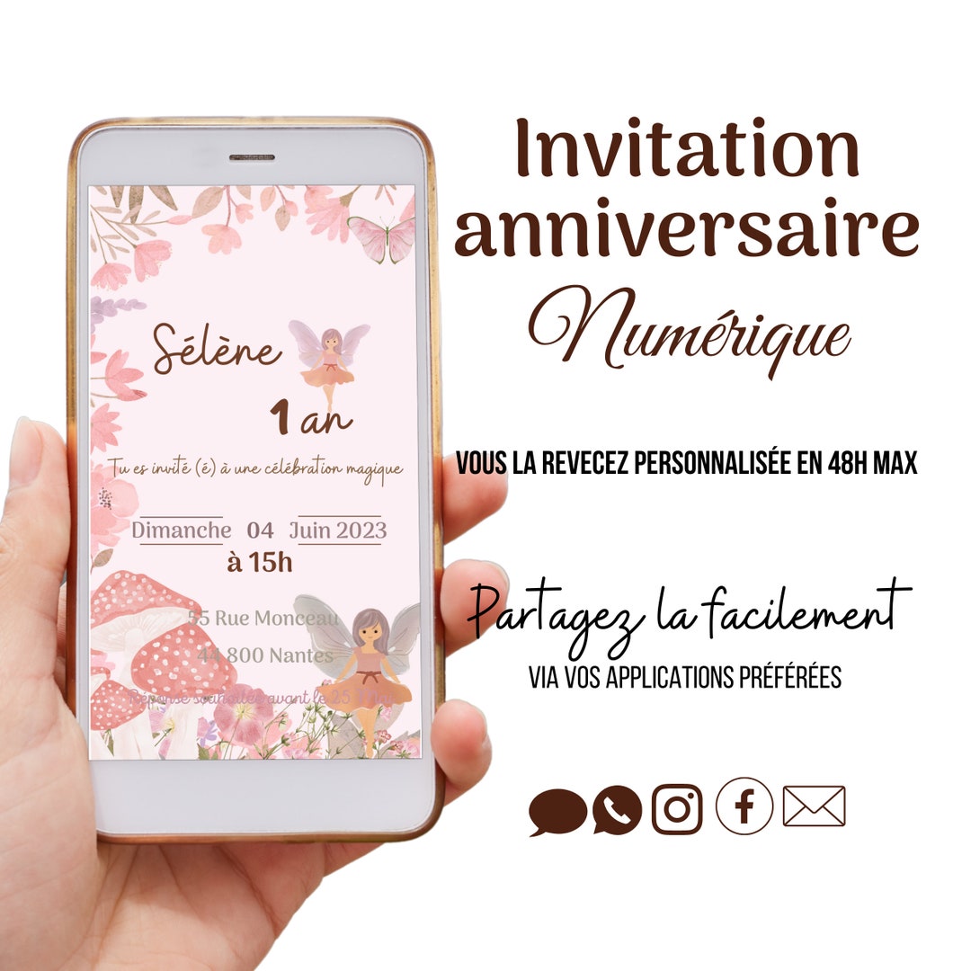 Fairy Birthday Invitation, Child Invitation in French, Digital Birthday ...