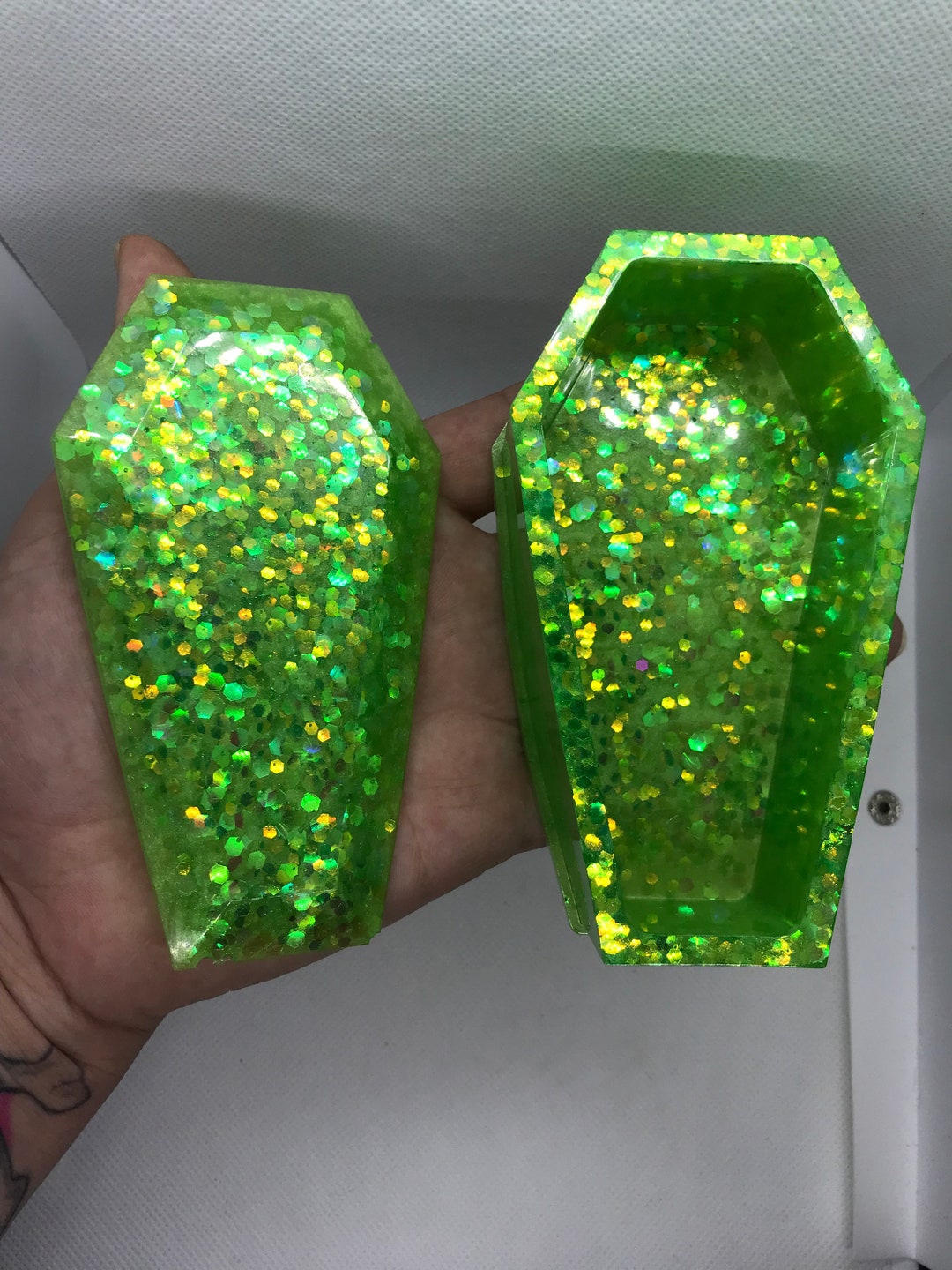 Coffin, Electric Lime Green, Trinket Box, Stash Box, Gothic Accessories ...