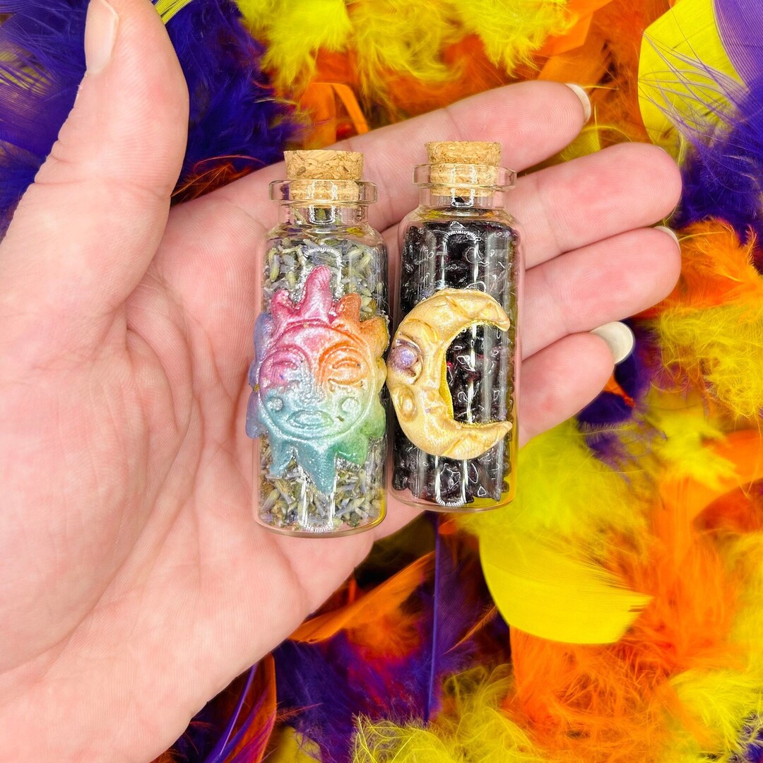 Potion Bottles, Garnet Crystal, Crystal Chips, Dried Lavender ...