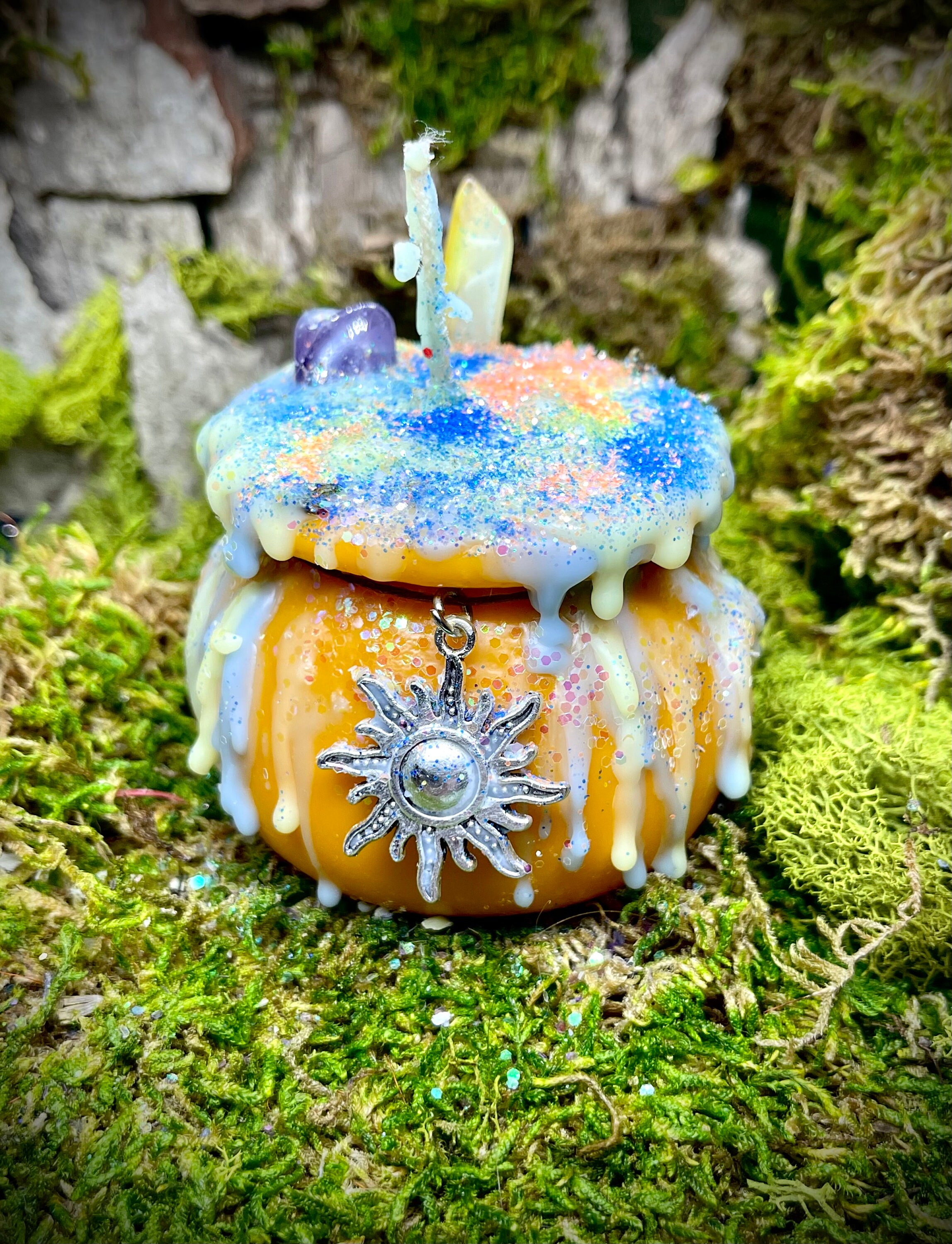 Candles Dried Lavender Dragons Breath Scent Assorted Crystals Celestial ...