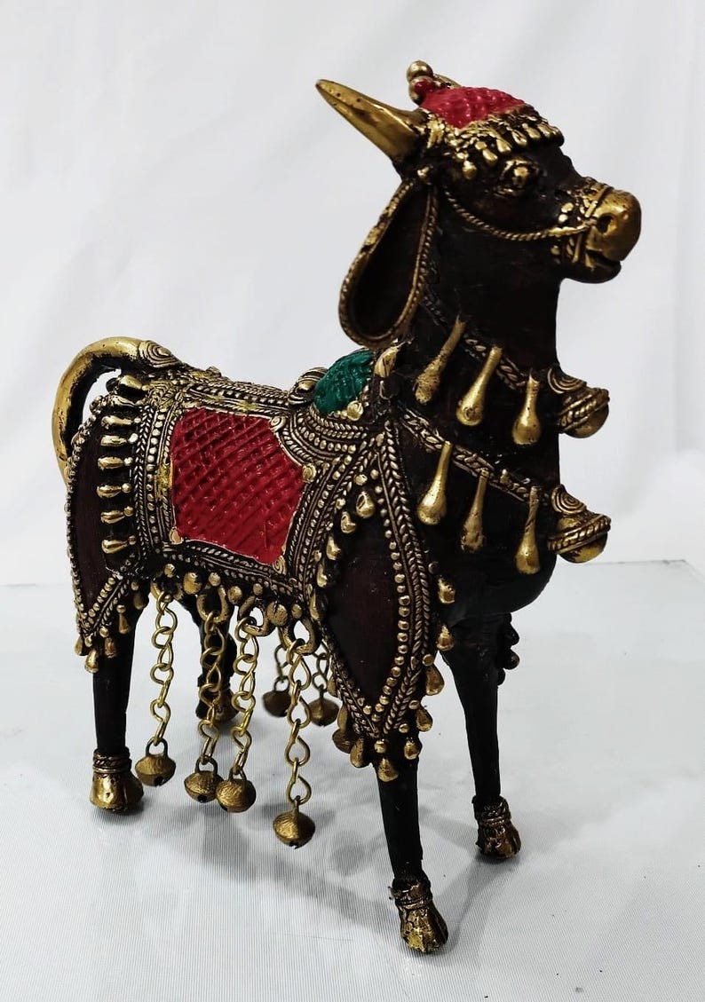 Dhokra Art Five Leg Nandi With Bells Statue - Etsy