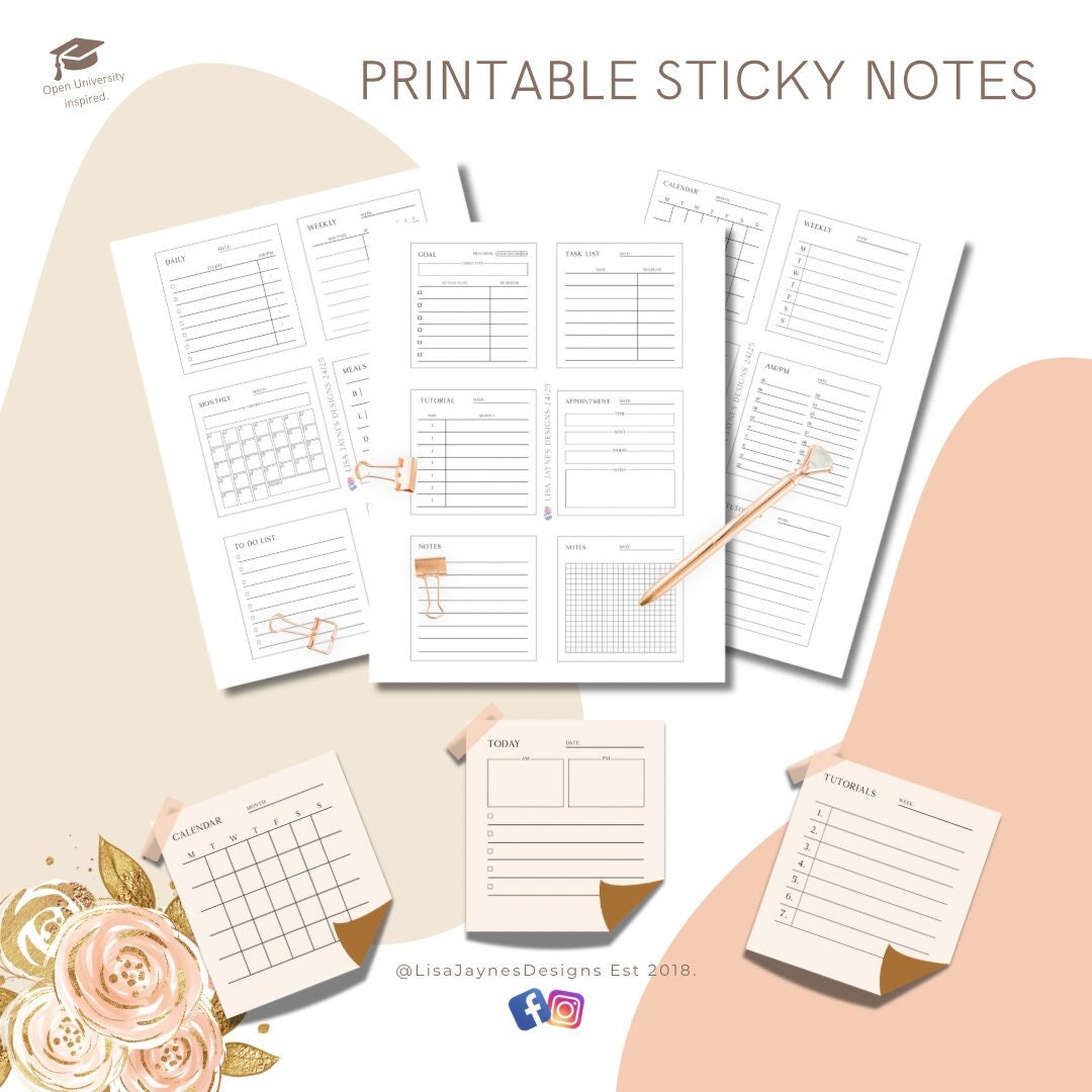 Open University Inspired, Printable Sticky Notes: Template and Designs ...