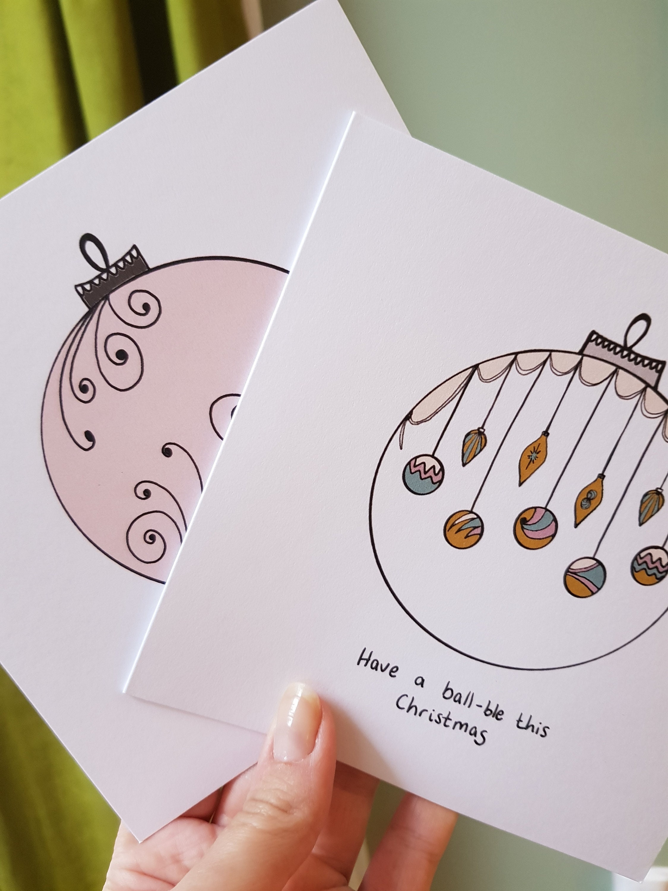 Handmade Christmas Bauble Card: Festive Recycled Card (15x15cm) - Etsy