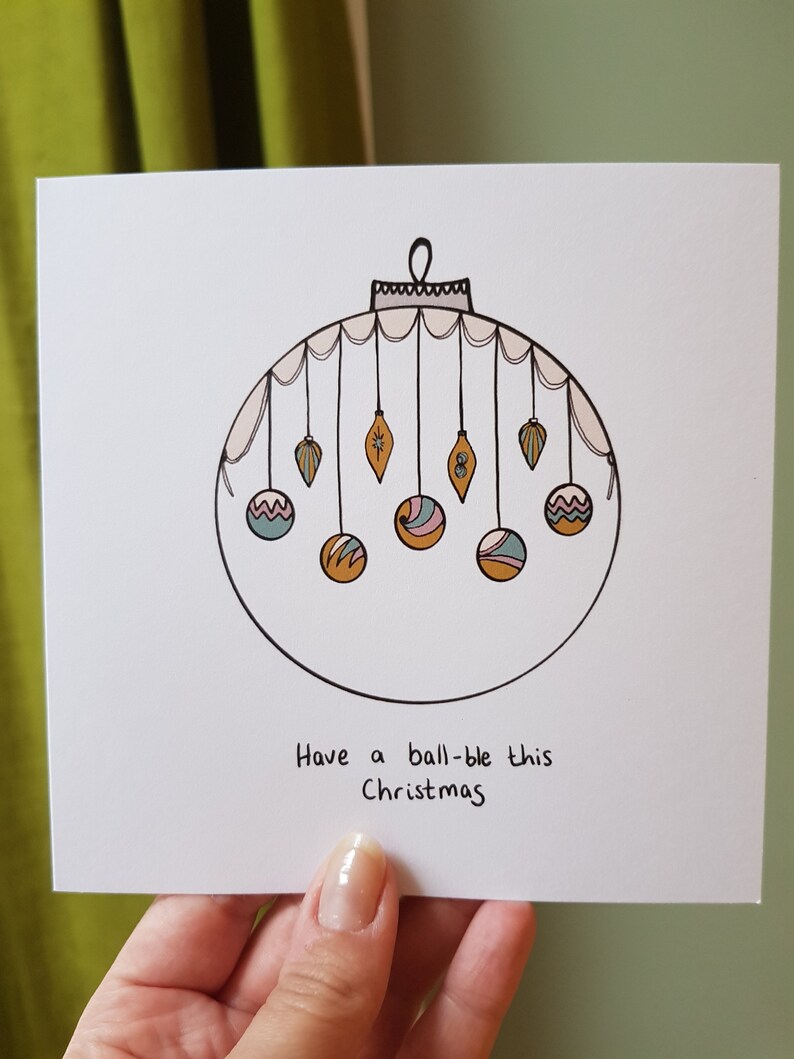Handmade Christmas Bauble Card: Festive Recycled Card (15x15cm) - Etsy