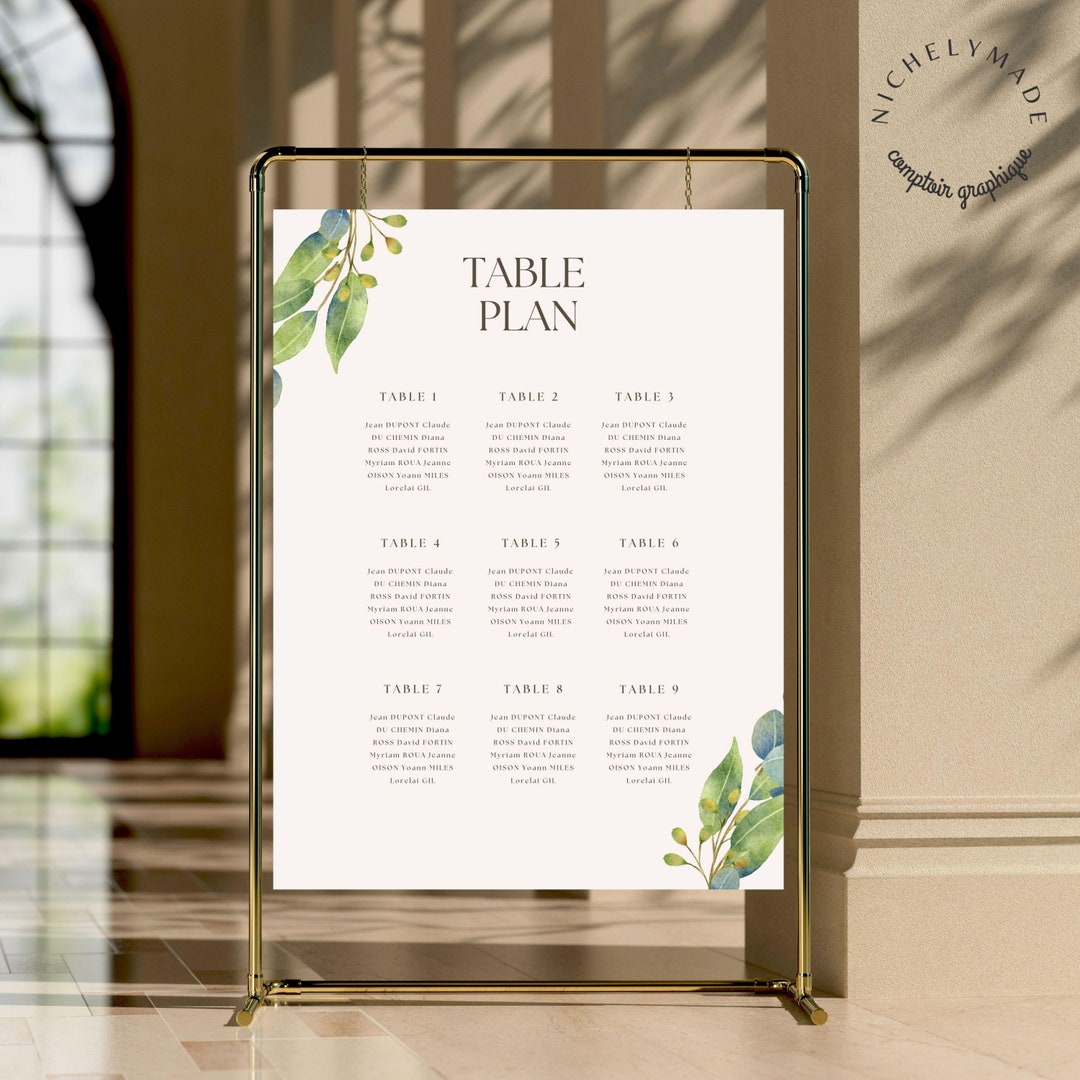Table Plan Wedding Sage Green Boho Chic Elegant Minimalist Seating Plan ...