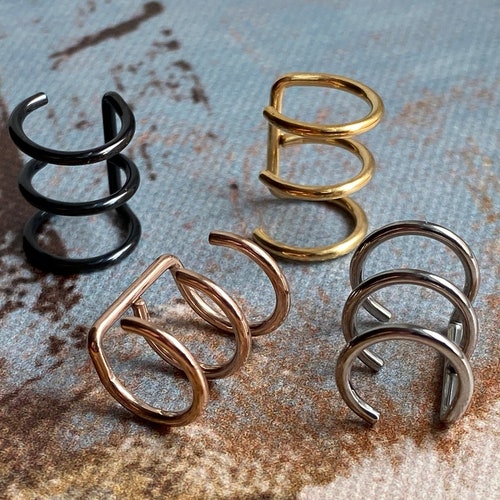 Double Cuff Ear Clips Stainless Steel Cuff Clips on Non - Etsy