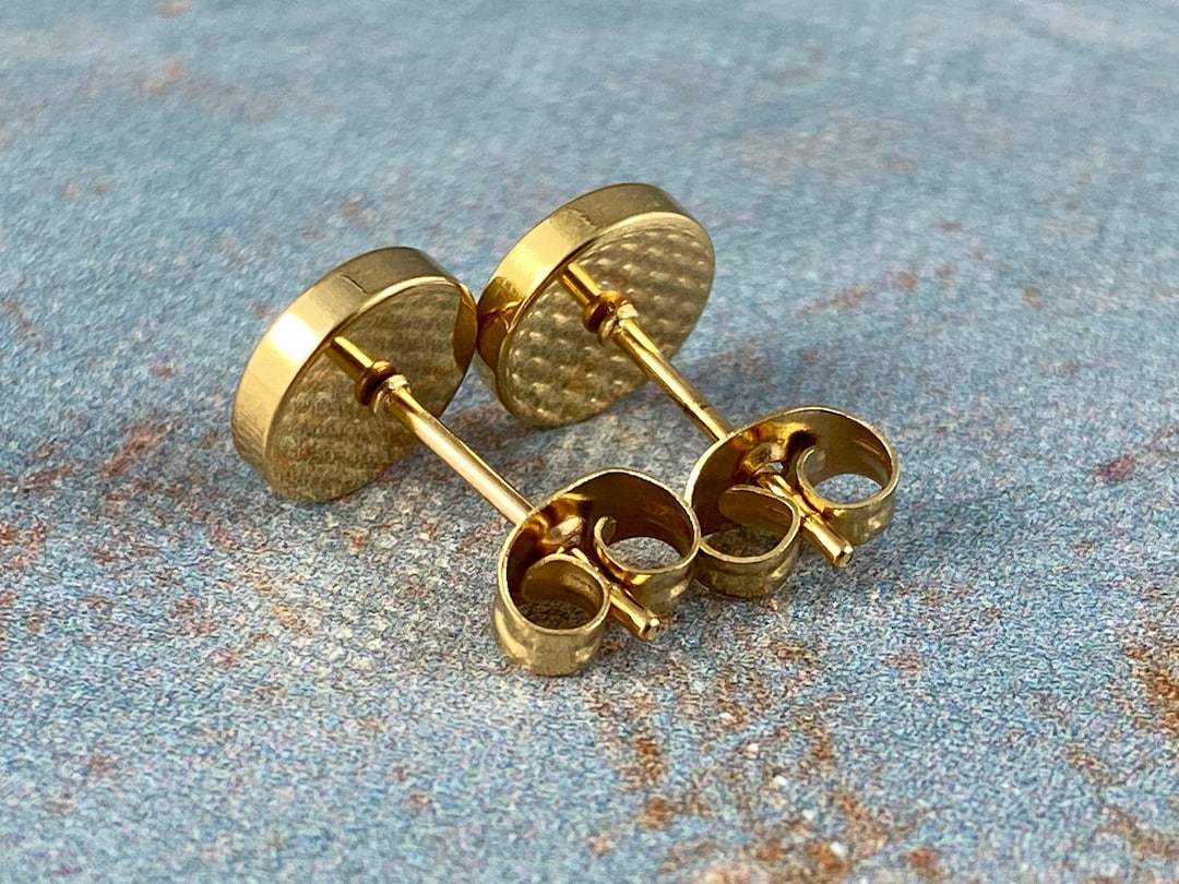 Gold Earrings, Stainless Steel Earrings, Circle Plug Stud Earrings ...