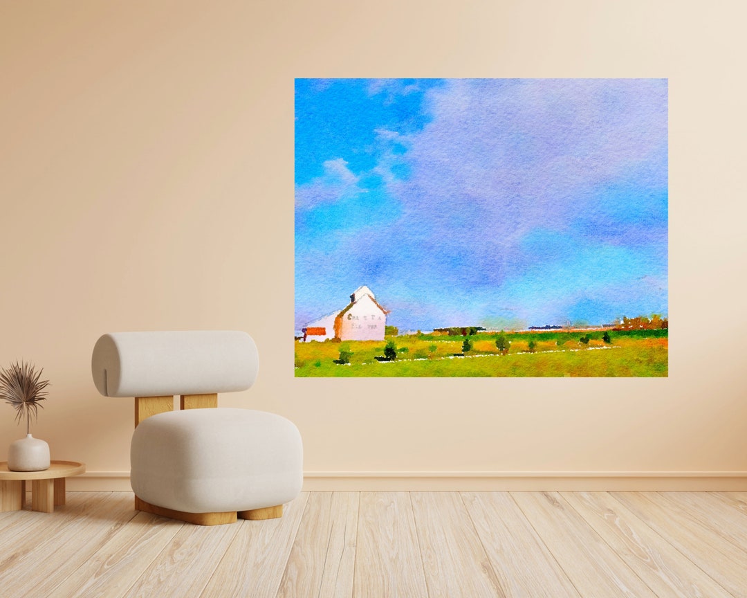 Prairie Landscape, Art Print by Mmscreative, Watercolor Reproduction ...