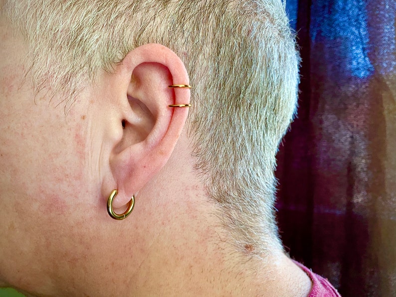 Double Cuff Ear Clips Stainless Steel Cuff Clips on Non | Etsy