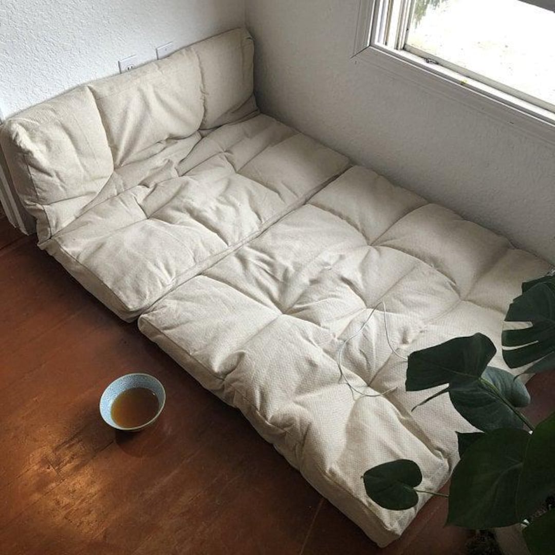 Custom Linen Floor Cushion Organic Bench Cushion Sofa Floor Furniture ...
