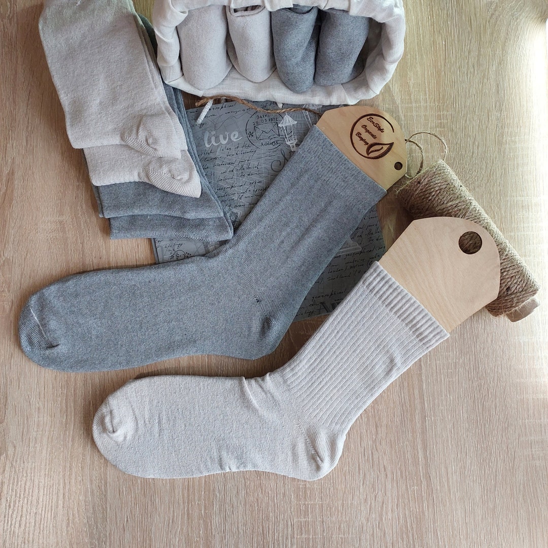 Set of 10 Pairs of Organic Linen Socks.high Calf Socks.natural Casual ...