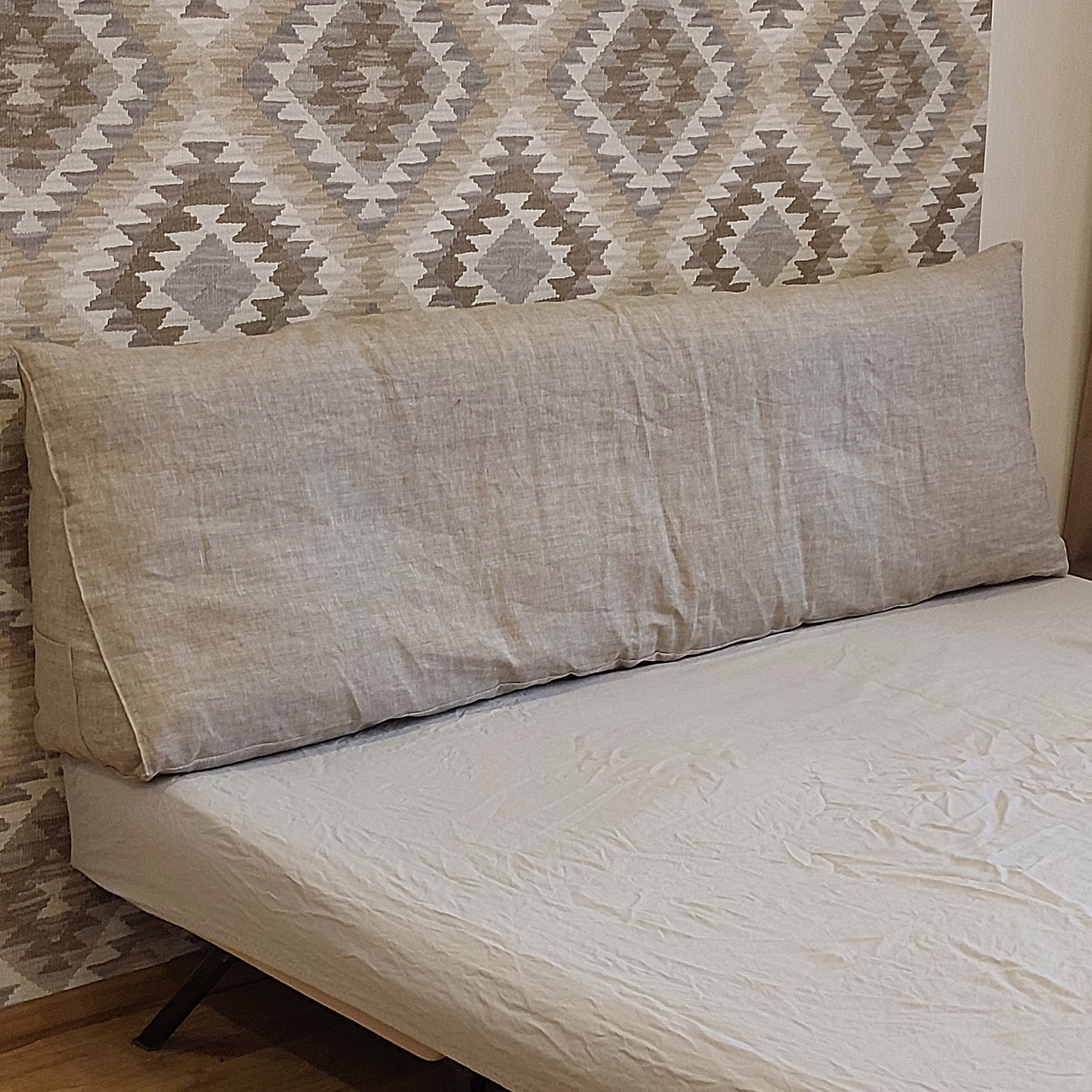 Linen Bedside Pillow With Removable Cover.hemp Lumbar Pillow.support ...