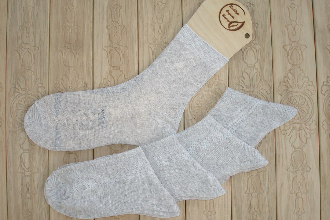 Set 5 Organic Linen Socks.eco-friendly Socks Men and Women.gift .casual ...