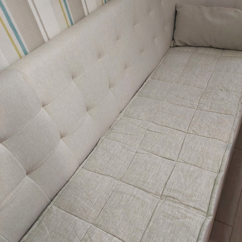 Waterproof Linen Sofa Cover. Quilted Linen Sofa Cover. Organic Sofa ...