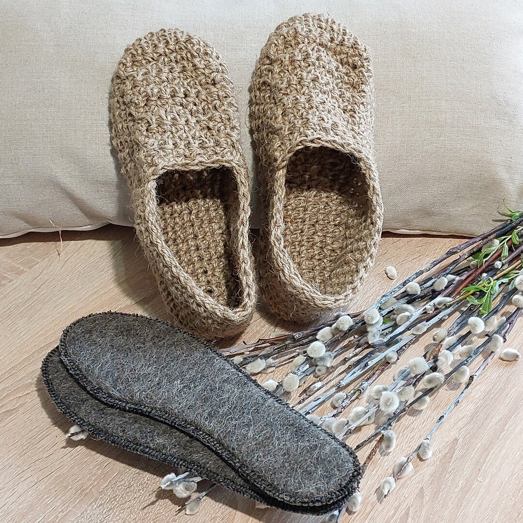 Set Slippers-socks Made Natural Undyed Hemp and Hemp Insoles.socks ...