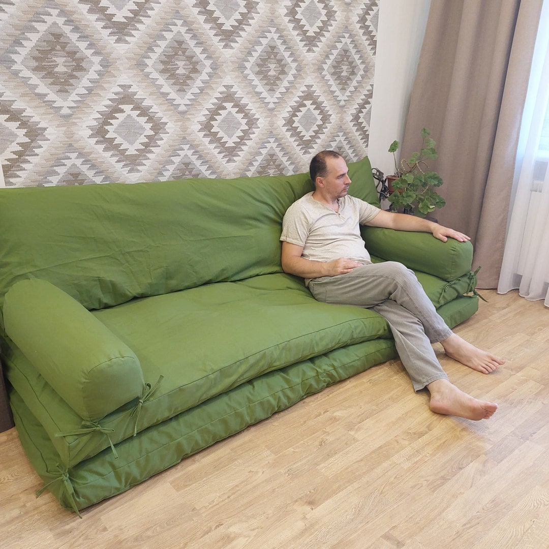 Hemp Sofa Futon.floor Sofa With Removable Linen Covers.large Floor ...
