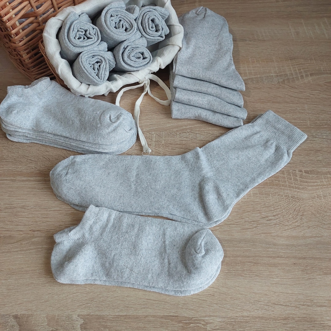 Set of 10 Pairs of Organic Linen Socks.high Calf Socks.natural Casual ...