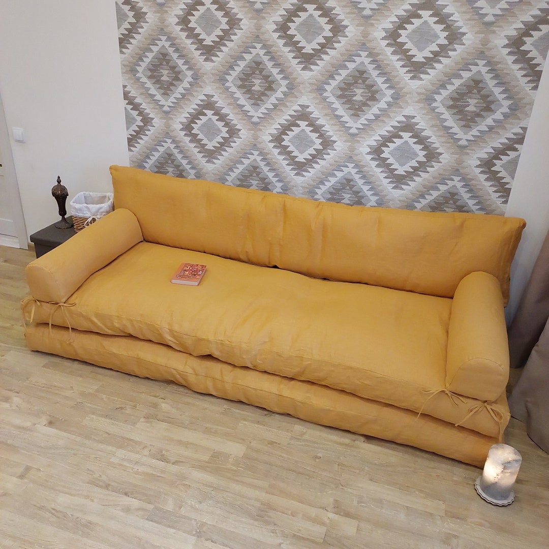 Hemp Sofa Futon.floor Sofa With Removable Linen Covers.large Floor ...
