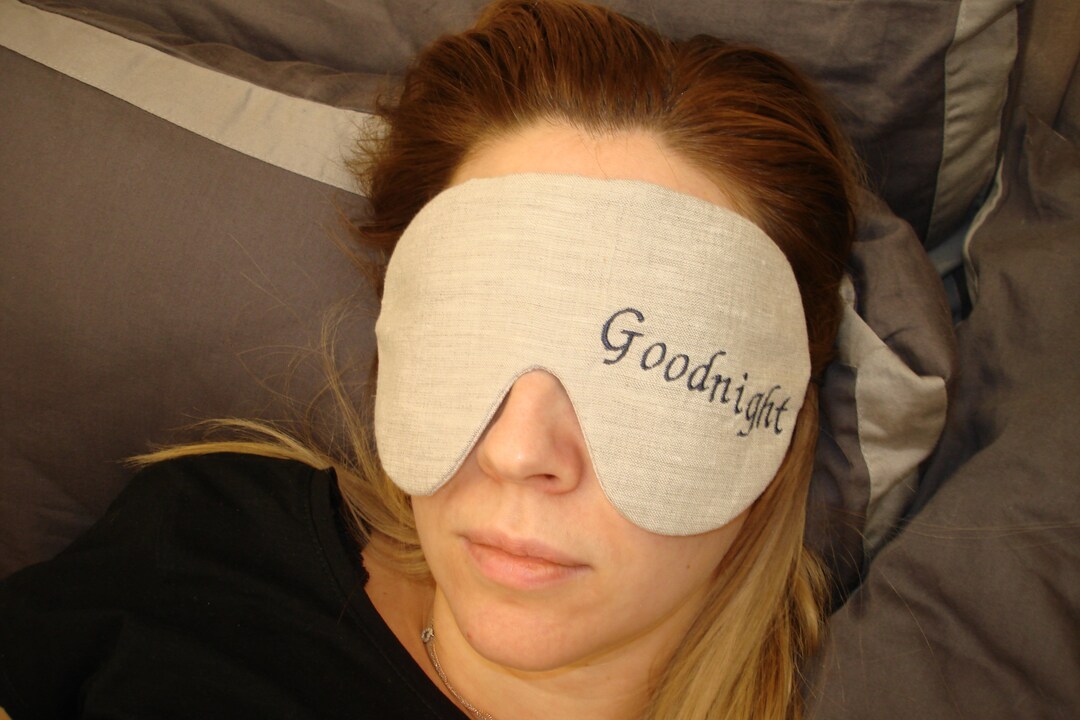 Organic Linen Sleep Mask.hemp Eye Mask.personalized Embroidered Night ...