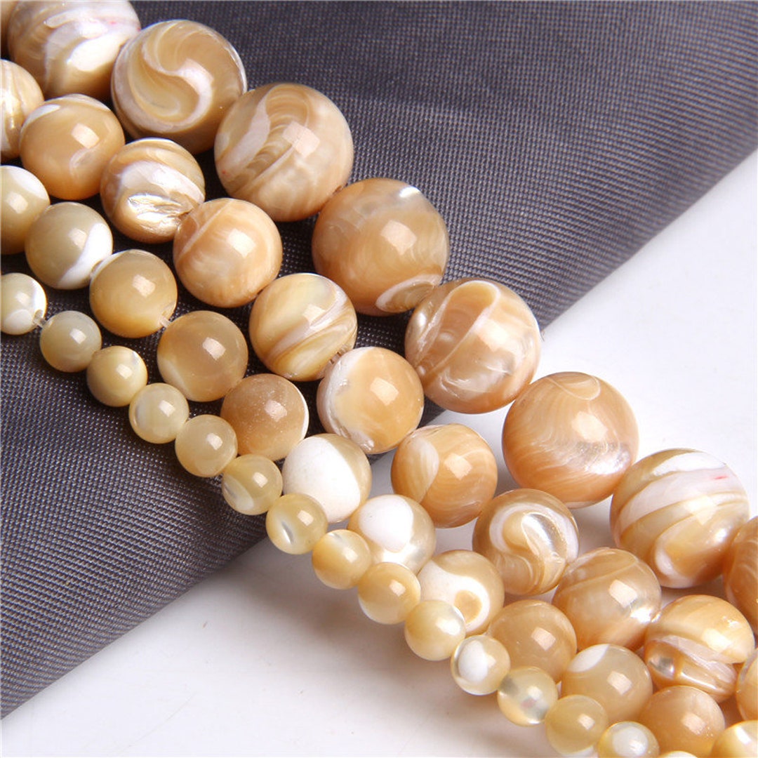 4/6/8/10/12mm Natural Mother of Pearl Beads,round Brown Shell Beads,mop ...