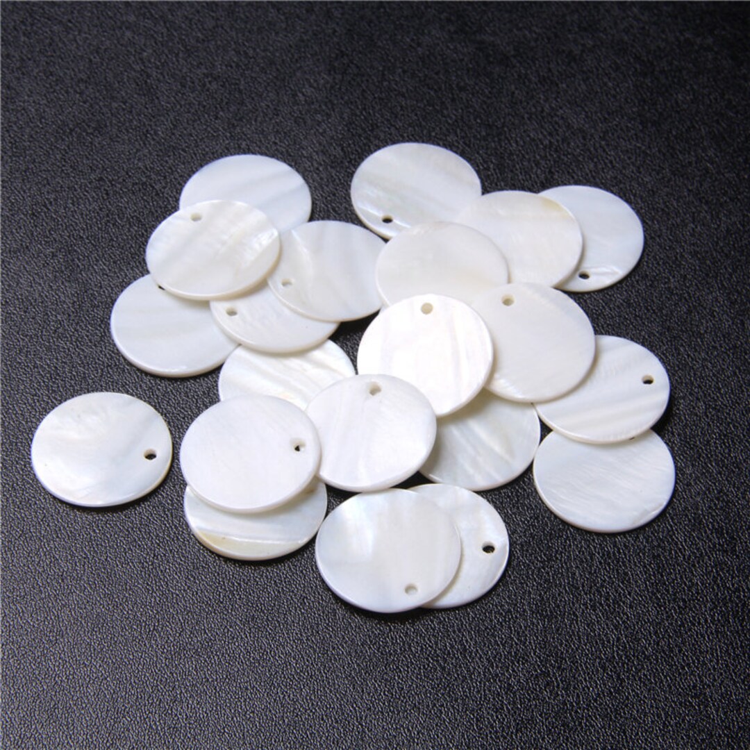 10pcs 10/20/25mm Flat Round Shell Charms,white Mother of Pearl Pendants ...