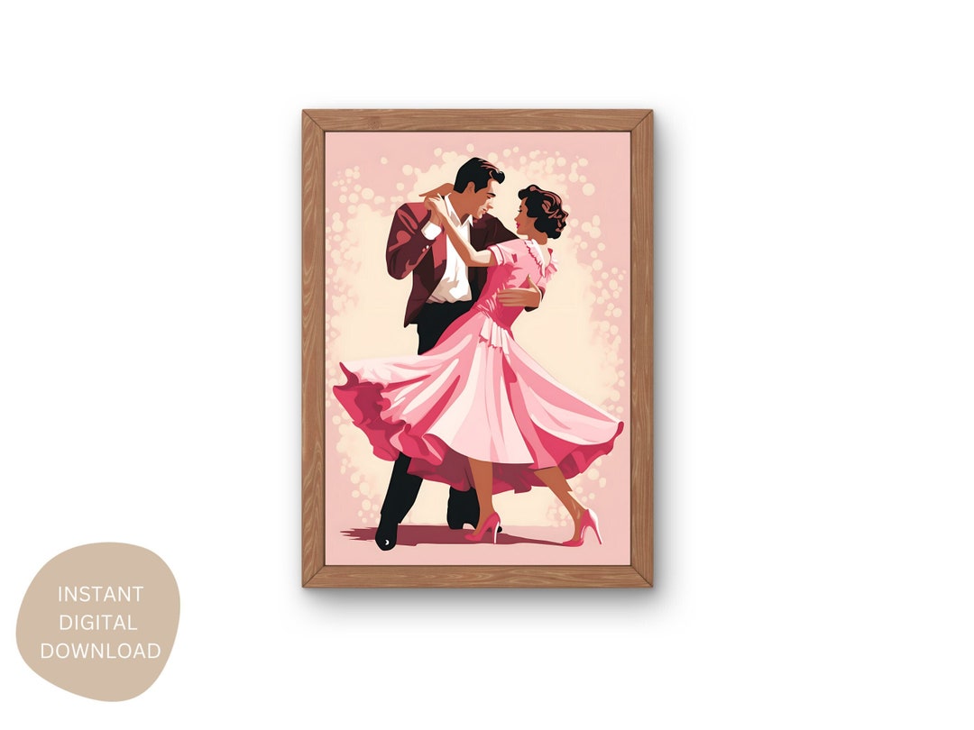 Swing Dance Poster Ballroom Dancers Poster Pink Vintage Dance Print ...