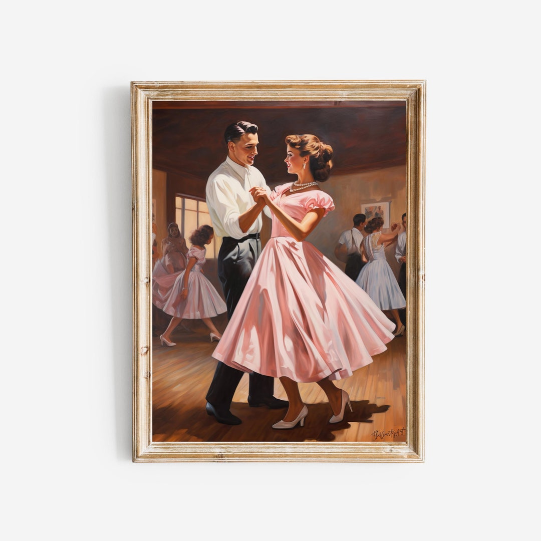 Swing Dance Poster Ballroom Dancers Poster Pink Vintage Dance Print ...