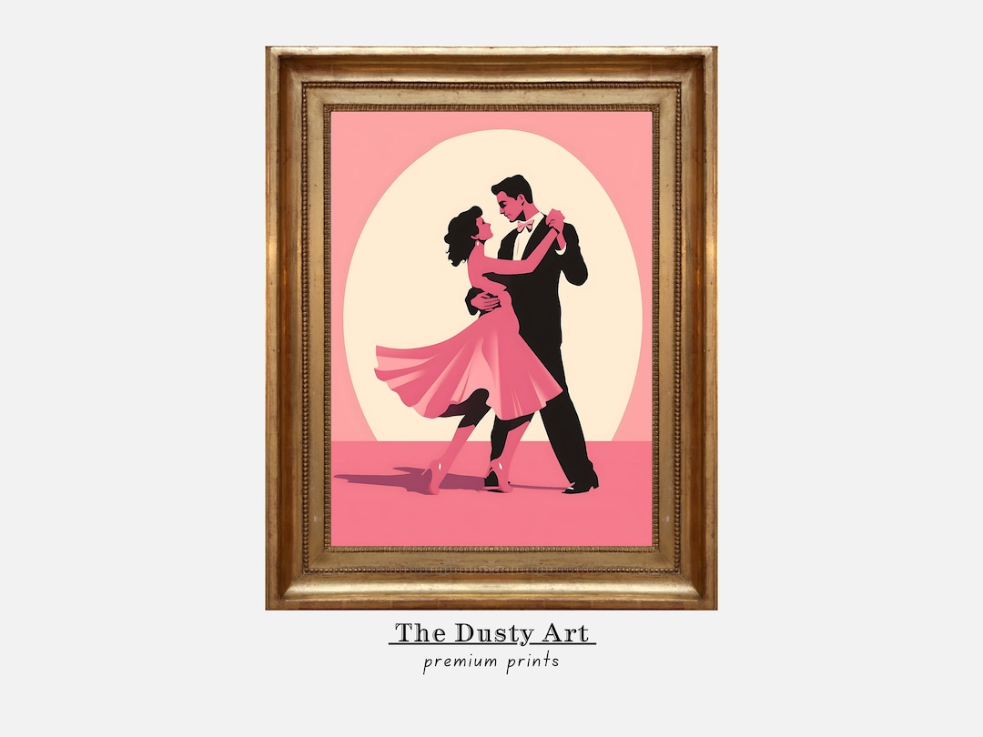 Swing Dance Poster Ballroom Dancers Poster Pink Vintage Dance Print ...