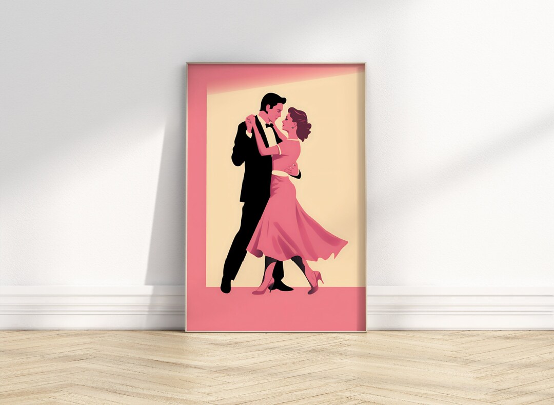Swing Dance Poster Ballroom Dancers Poster Pink Vintage Dance Print ...