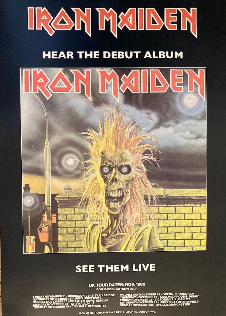 Iron Maiden Concert Poster - Debut Album & Autumn Tour 1980 Large A2 ...