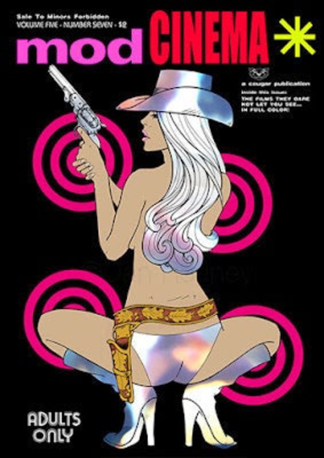 Original Designed Chrome Poster Print Mod Cinema Issue No.7 1977, Fantastic Mirror Effect Finish ...