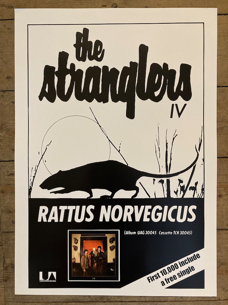 The Stranglers First Album Promotional Poster - Rattus Norvegicus Debut ...