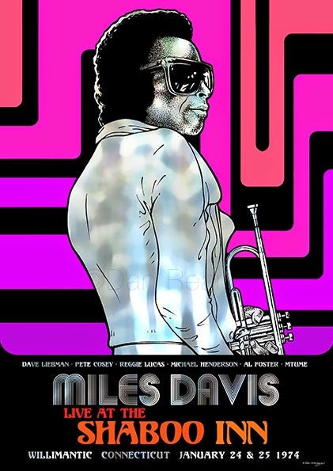 Miles Davis Original Design Chrome Poster Print - Live at the Shaboo ...