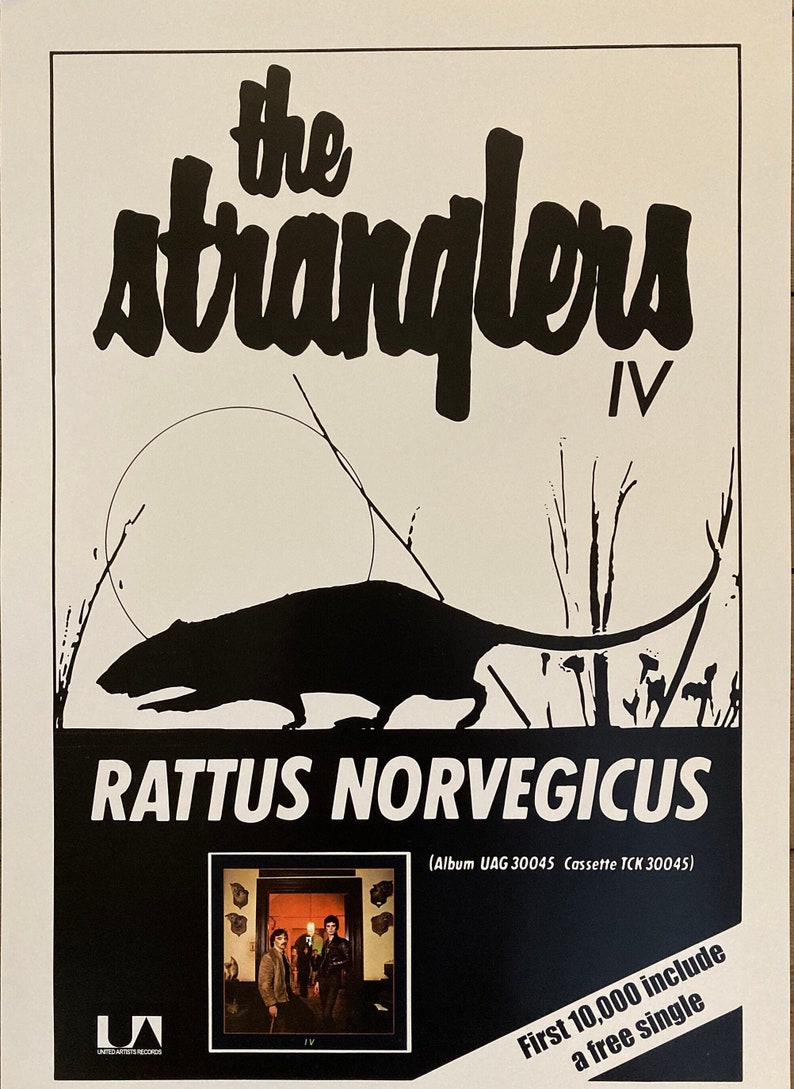 The Stranglers First Album Promotional Poster - Rattus Norvegicus Debut ...