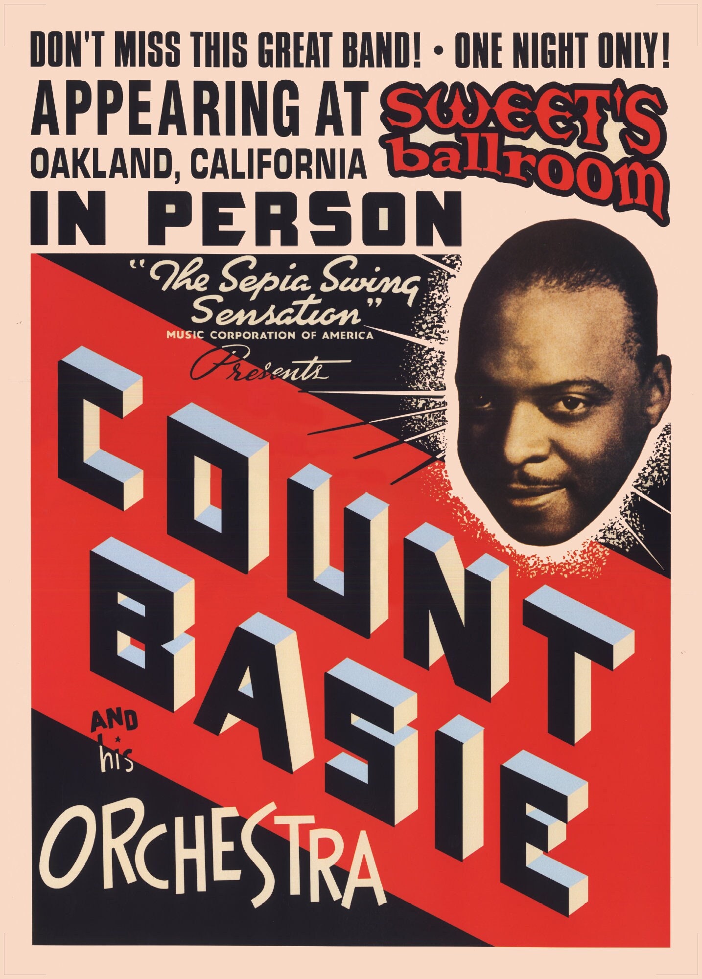 Count Basie Concert Promotional Poster - Live Oakland California Sweets ...