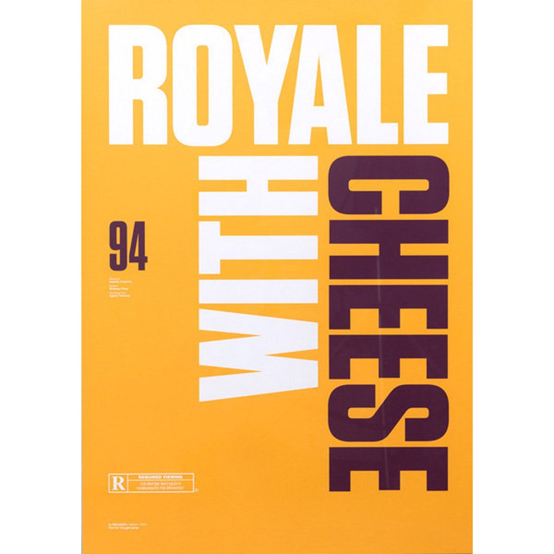 Pulp Fiction Movie Poster - Royale With Cheese Limited Edition 2 Colour ...