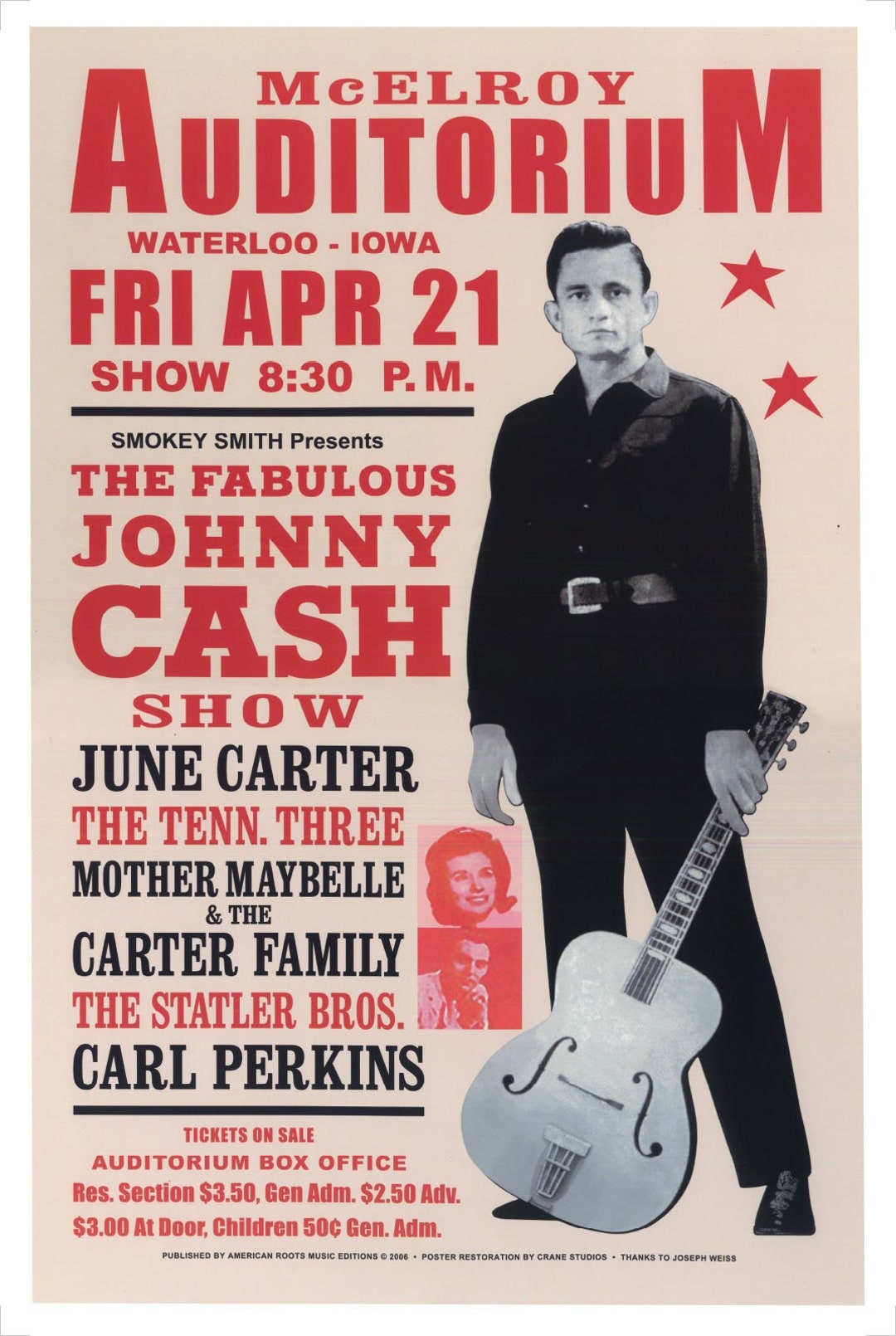 Johnny Cash Concert Promotional Poster Live in Iowa USA 1967 ...